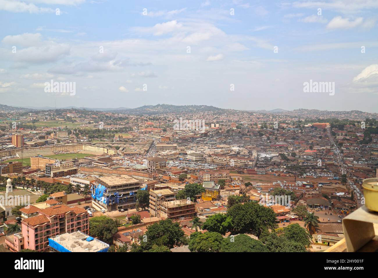 View of Kampala city - Uganda. Aerial cityscape view to Kampala ...