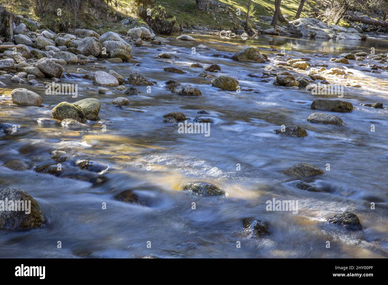 Scenic view of a river stream with rapids, shot in long exposure Stock ...