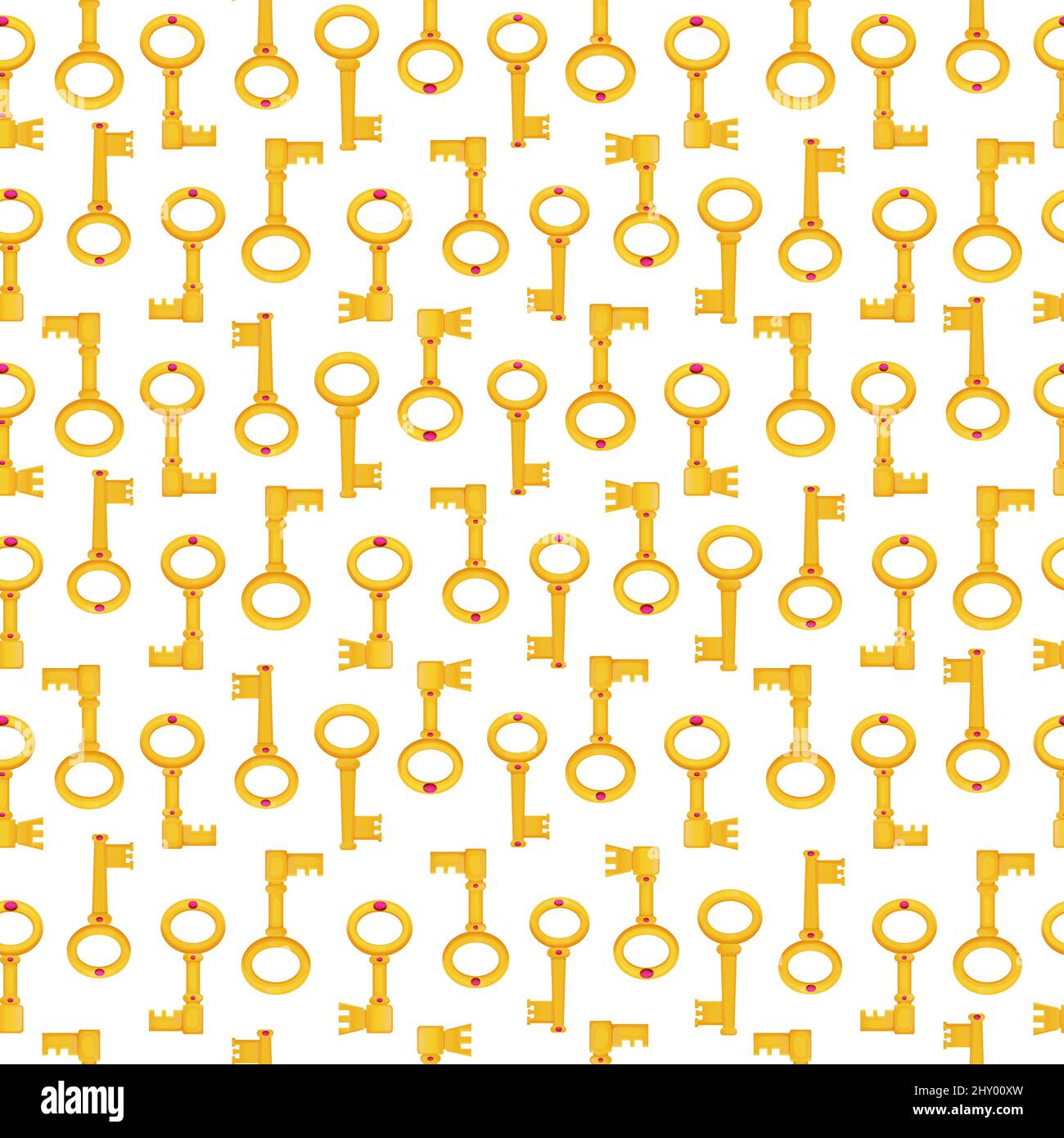 Golden key, medieval antique seamless pattern in cartoon style ...