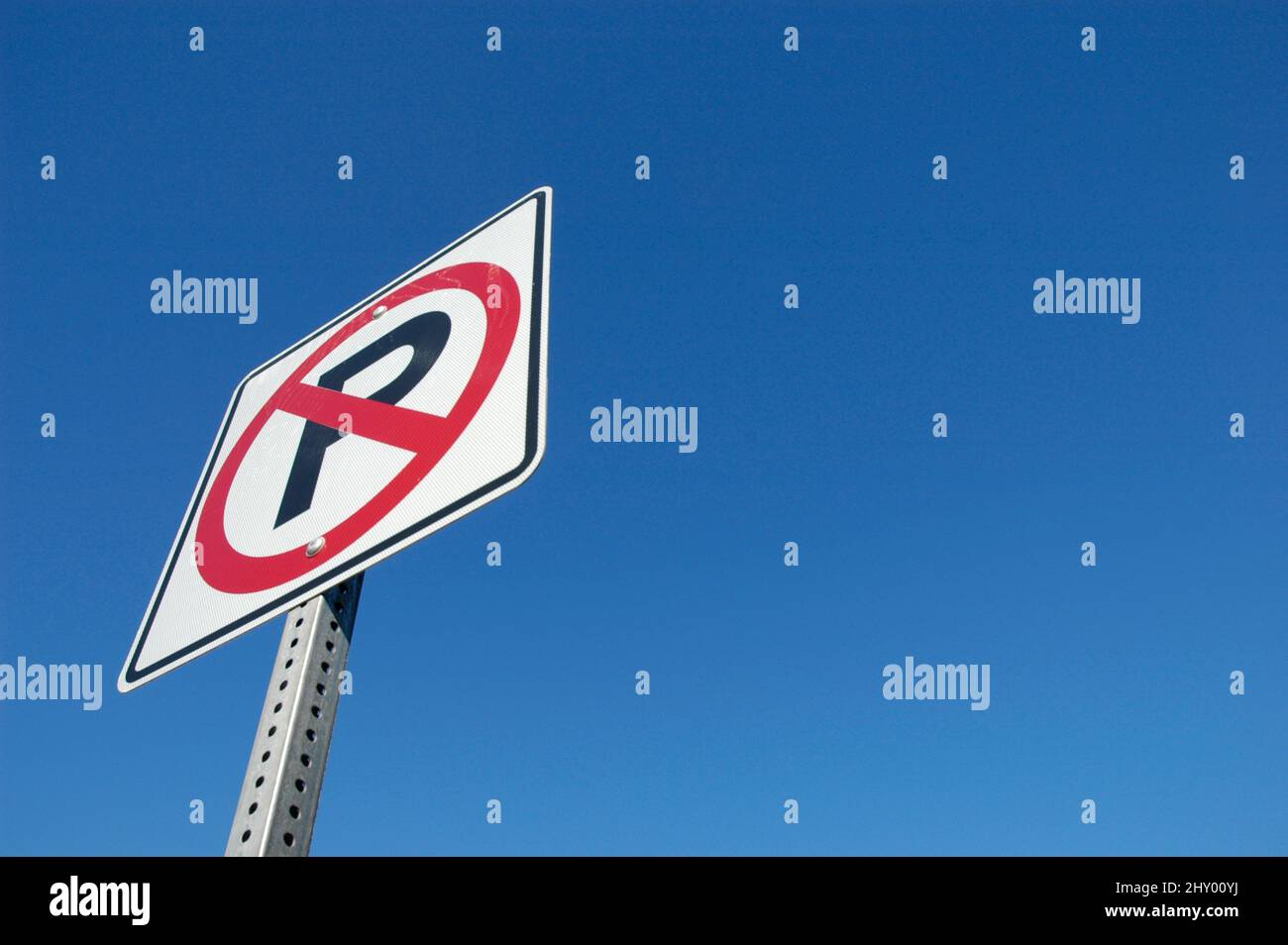 Freeway and road signs on the shoulder of the roadway bed Stock Photo ...