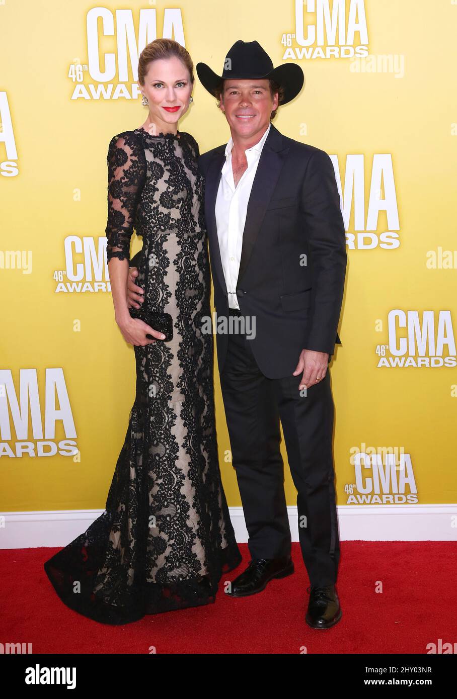 Clay Walker and wife Jessica arriving at the 46th Annual Country Music ...