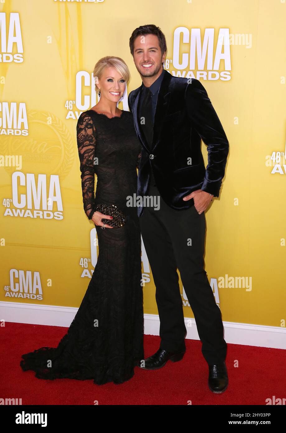 Luke Bryan and wife Caroline arriving at the 46th Annual Country Music ...