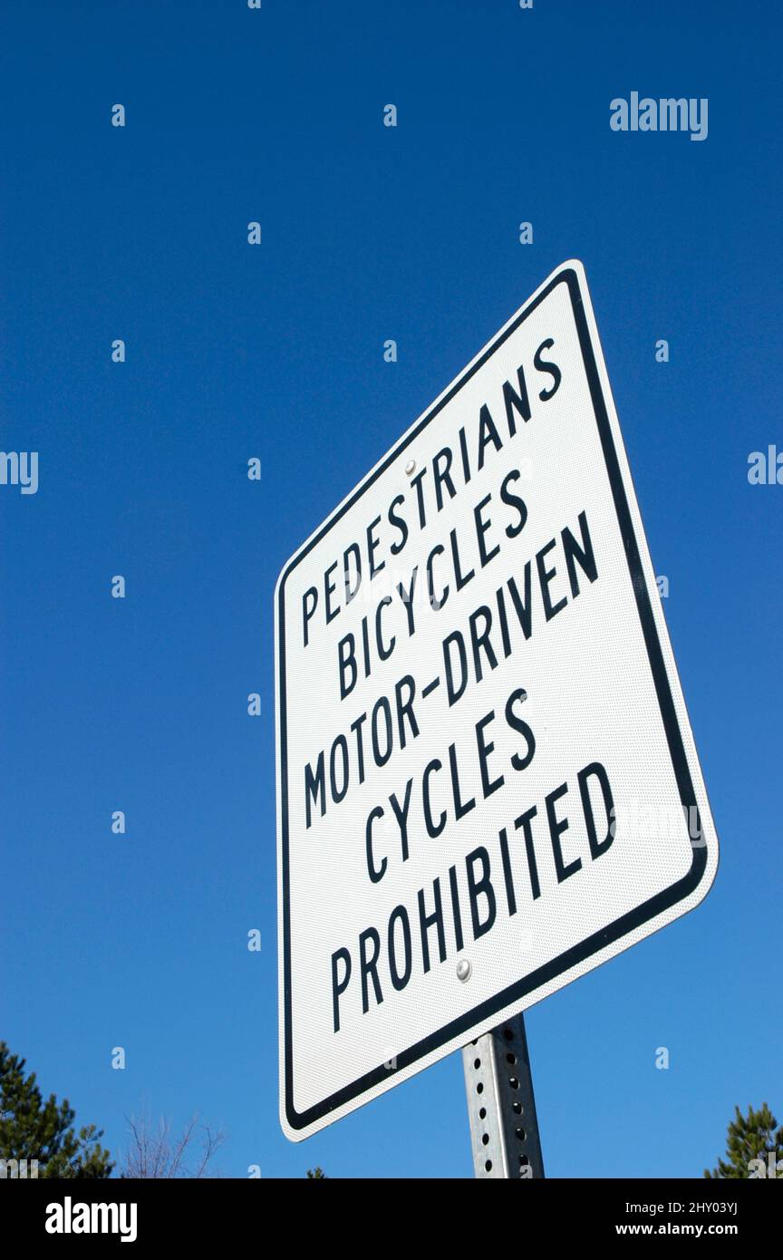 Freeway and road signs on the shoulder of the roadway bed Stock Photo ...