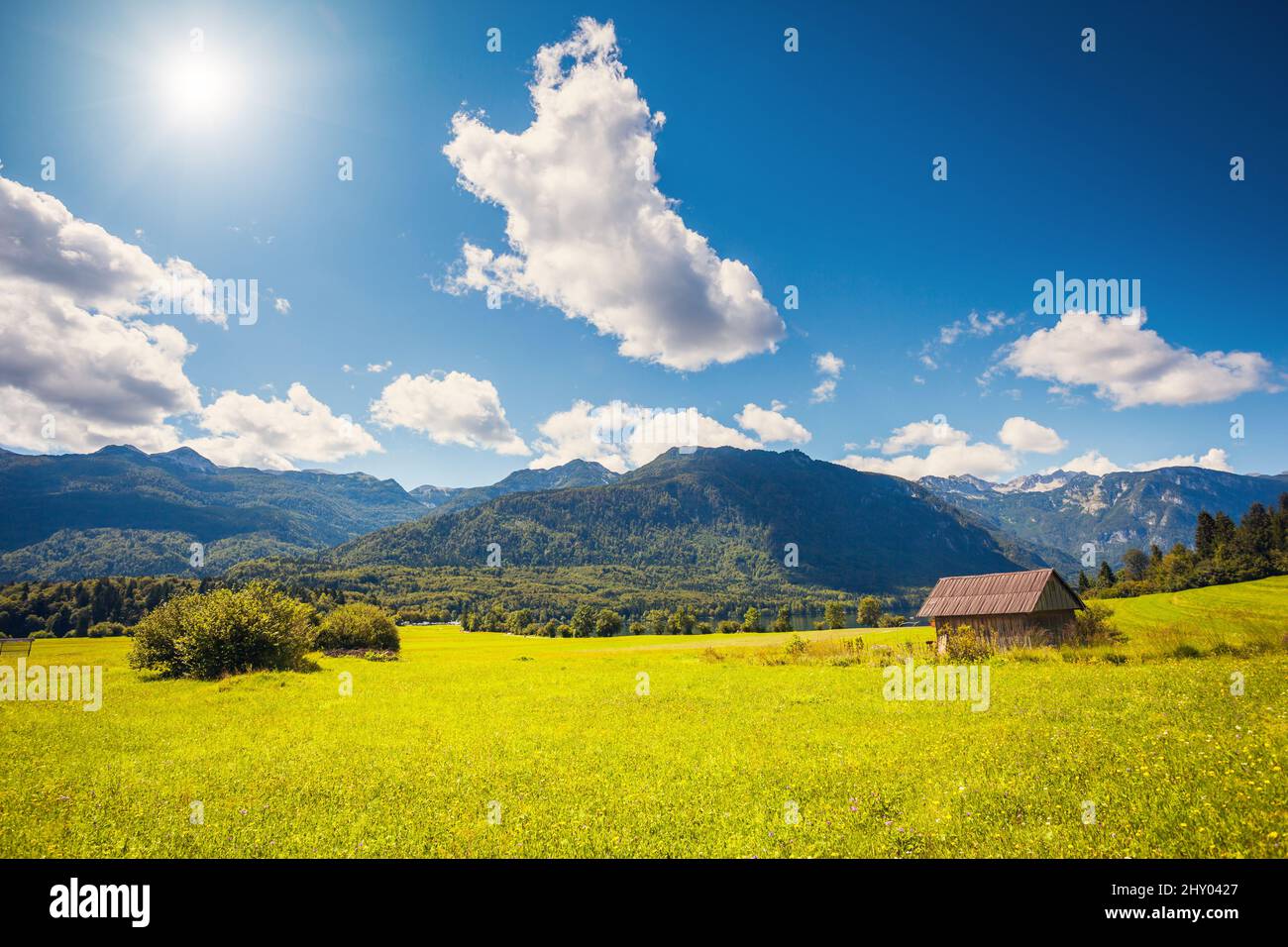 Fantastic panorama on the Triglav national park, located in the Bohinj ...