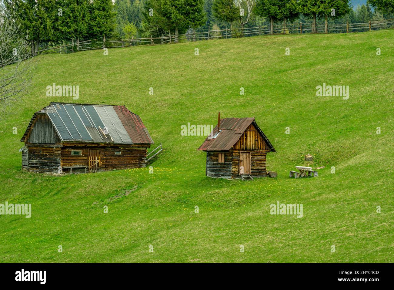 Beautiful view of Moieciu de Sus in spring Stock Photo - Alamy