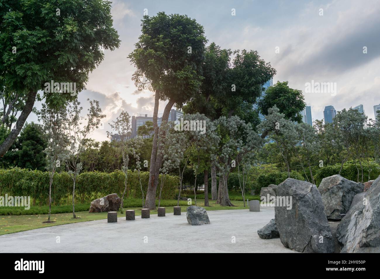 Scenery of landscaping area in summer. Parkland Stock Photo - Alamy