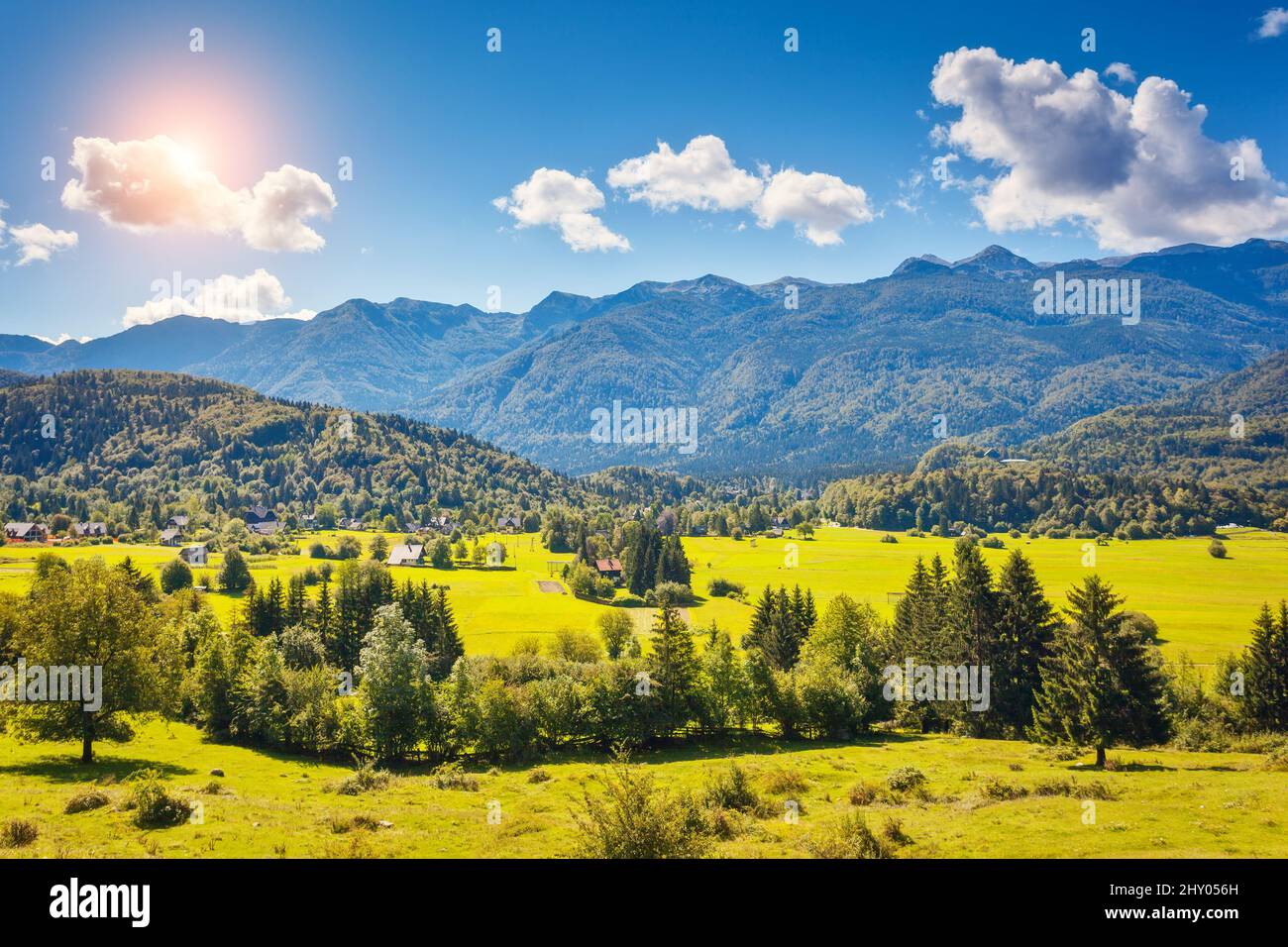 Fantastic panorama on the Triglav national park, located in the Bohinj ...