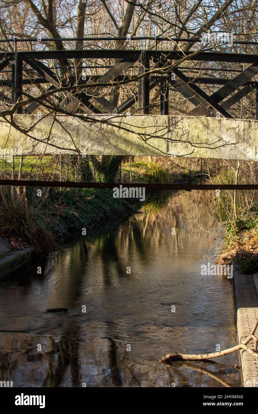 River Wandle at Beddington Park in bright spring sunshine Stock Photo ...