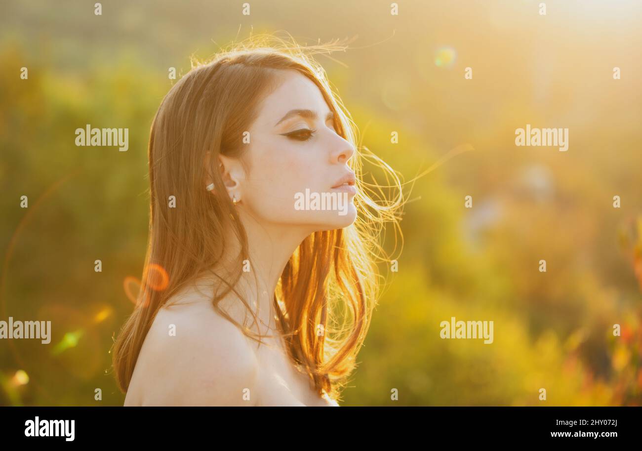 Young Woman Outdoor Enjoying The Sunlight Spring Romantic Casual Woman