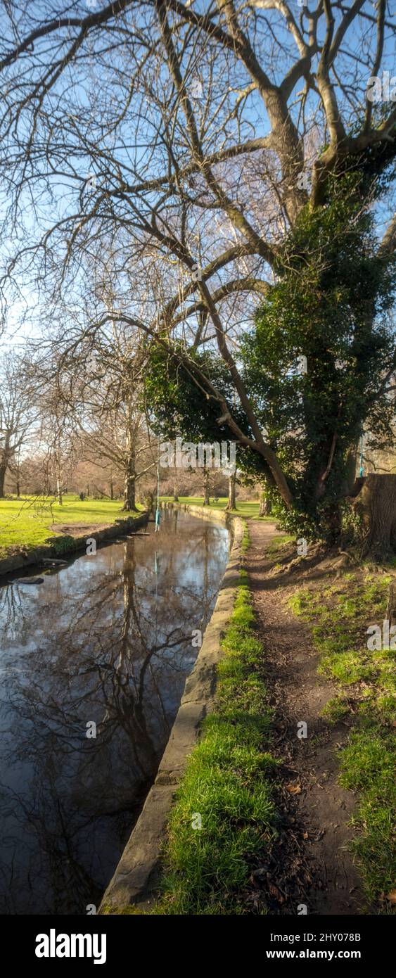 Along the Wandle River trail at Beddington Park, Hackbridge, Wallington ...