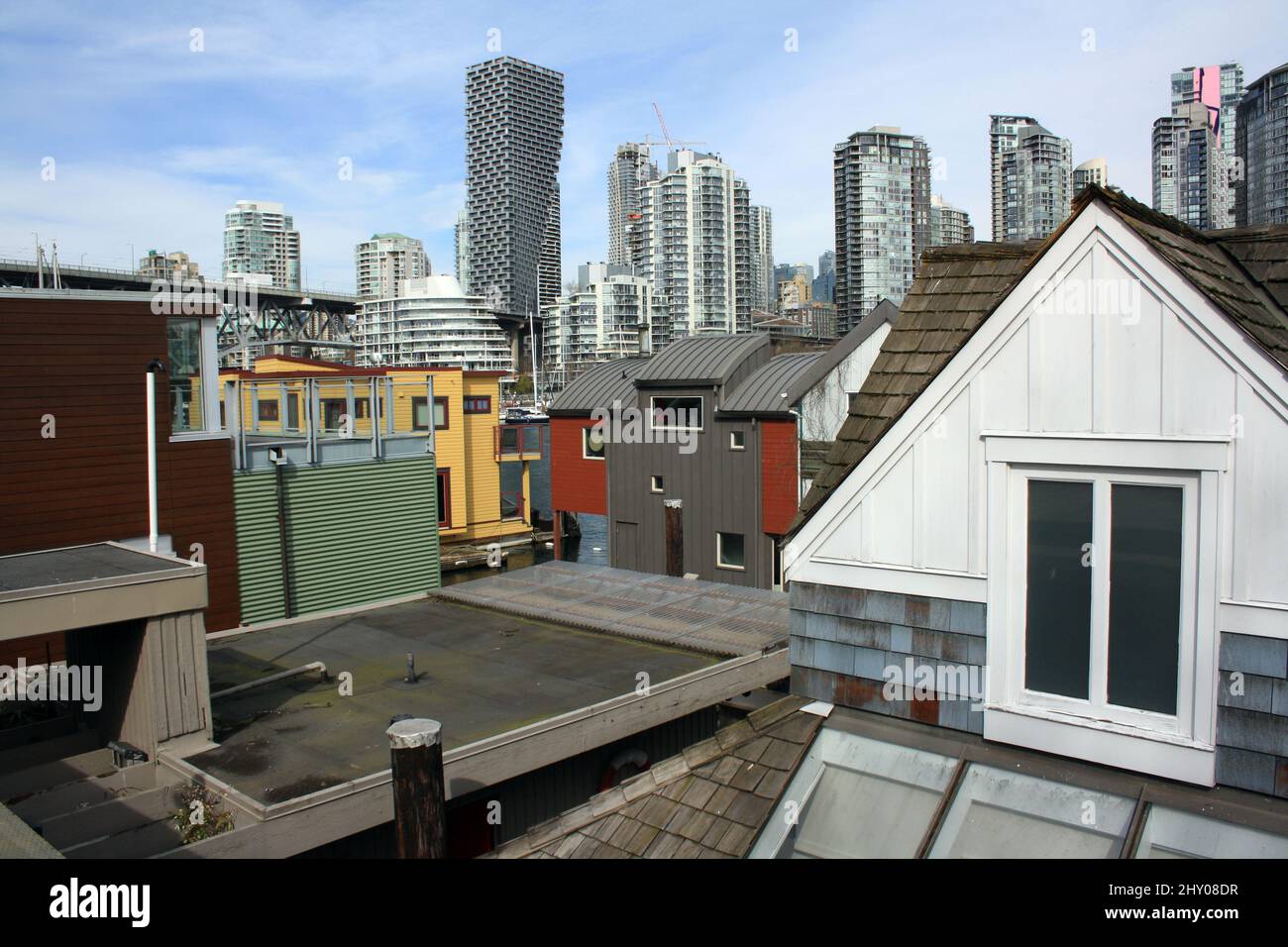 Floating houses in False Creek, Vancouver, British Columbia, Canada ...