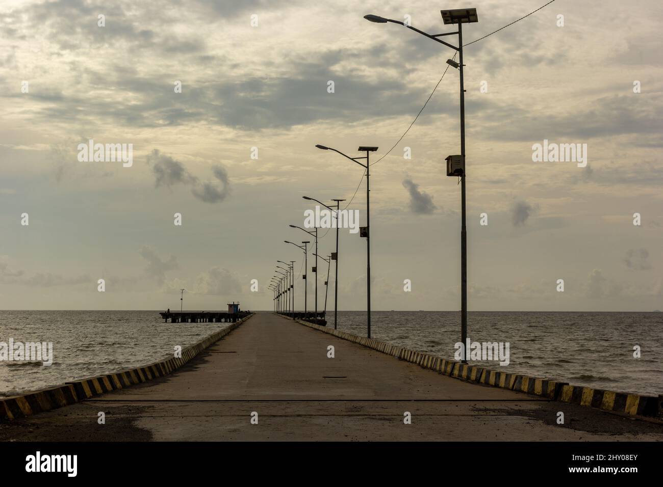 View of the waterfront area above the sea in Sukadana, West Borneo ...