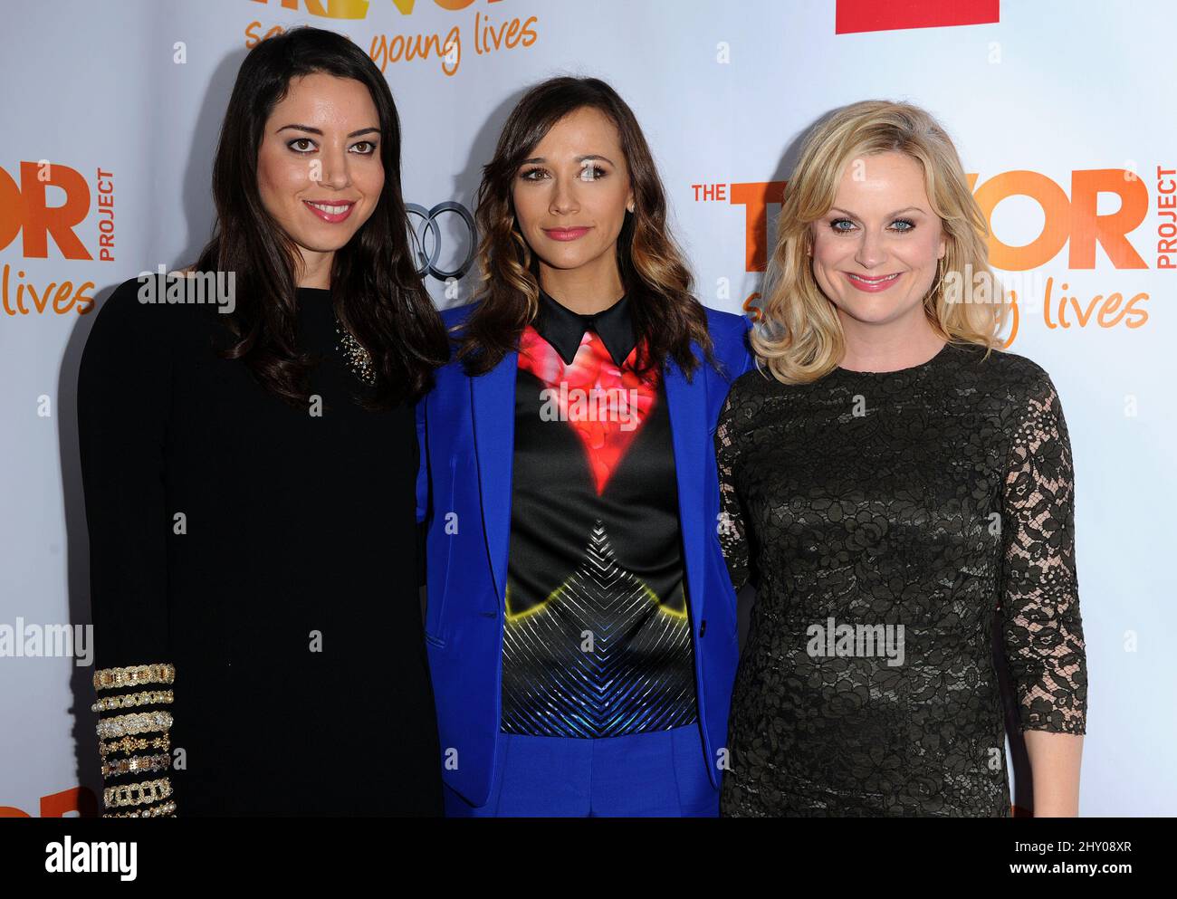 Aubrey Plaza, Rashida Jones and Amy Poehler attending "Trevor Live ...