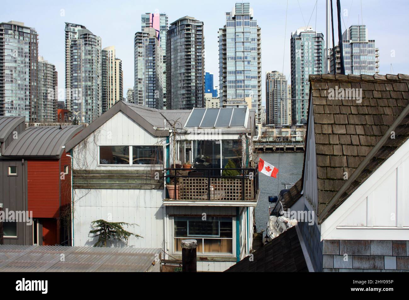 Floating houses in False Creek, Vancouver, British Columbia, Canada ...