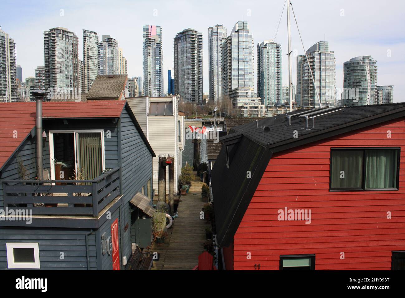 Floating houses in False Creek, Vancouver, British Columbia, Canada ...