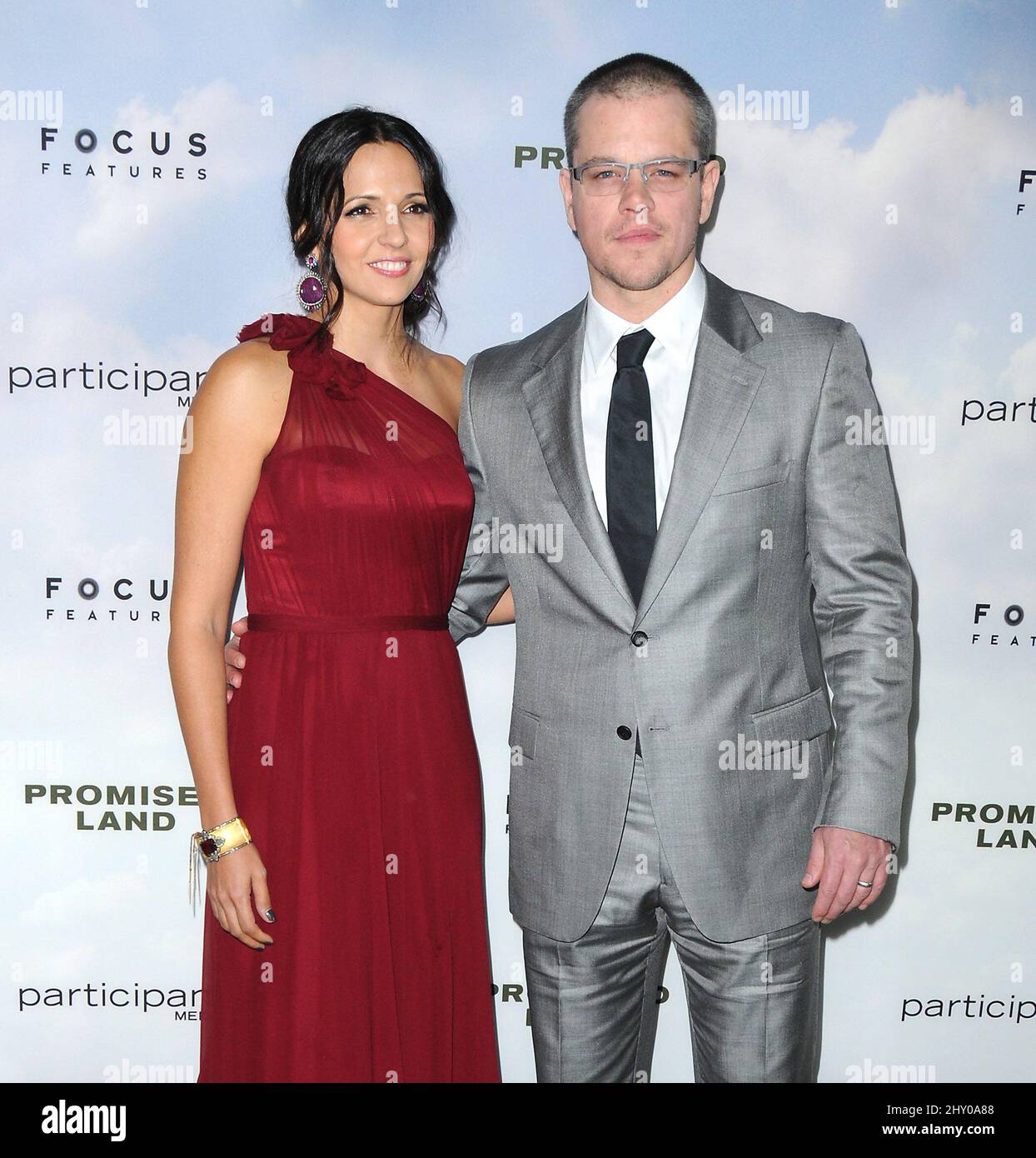 Luciana Barroso, Matt Damon attending the "Promised Land" Los Angeles ...