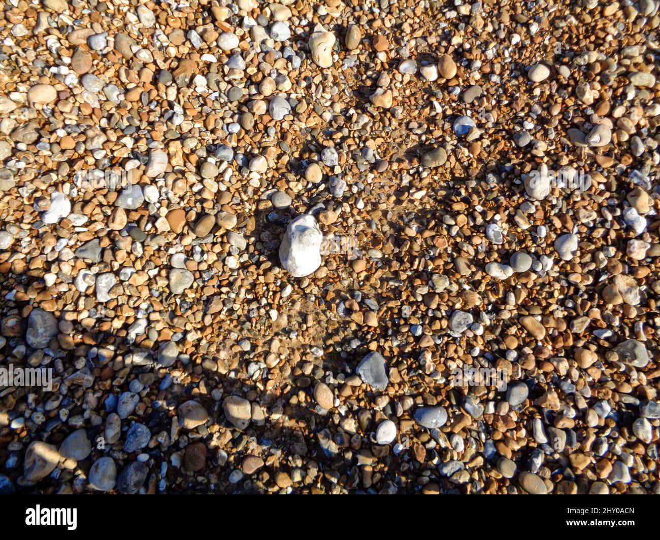 Semi-abstract landscape of English south coast shingle beach at ...