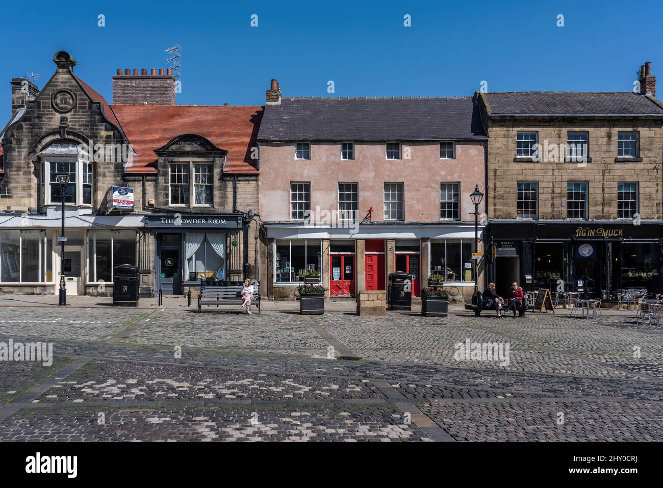 The Alnwick Market place in the historic town centre of Alnwick ...