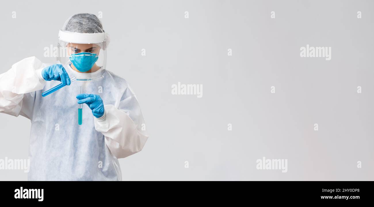 Covid-19, medical research, healthcare workers and quarantine concept ...