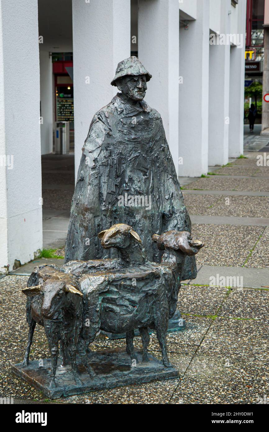 Bronze sculpture of a shepherd in front of a theater near the Reuss in ...