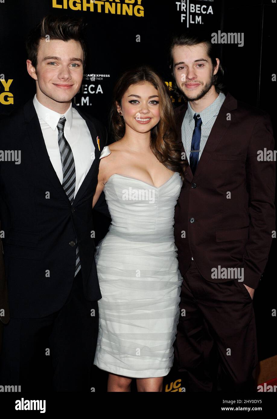 Chris Colfer, Sarah Hyland and Matt Prokop attending the premiere of ...