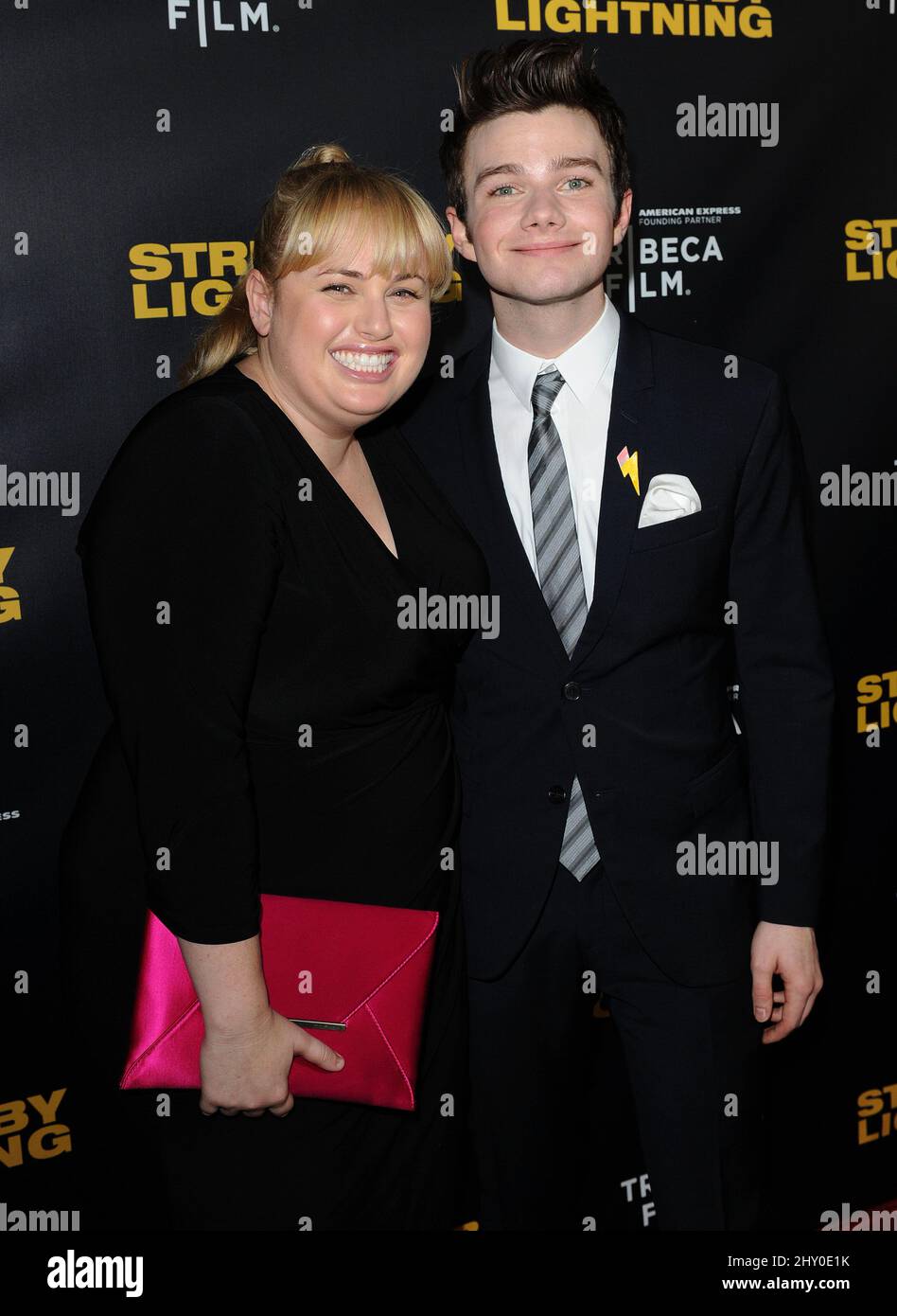 Chris Colfer and Rebel Wilson attending the premiere of "Struck By ...