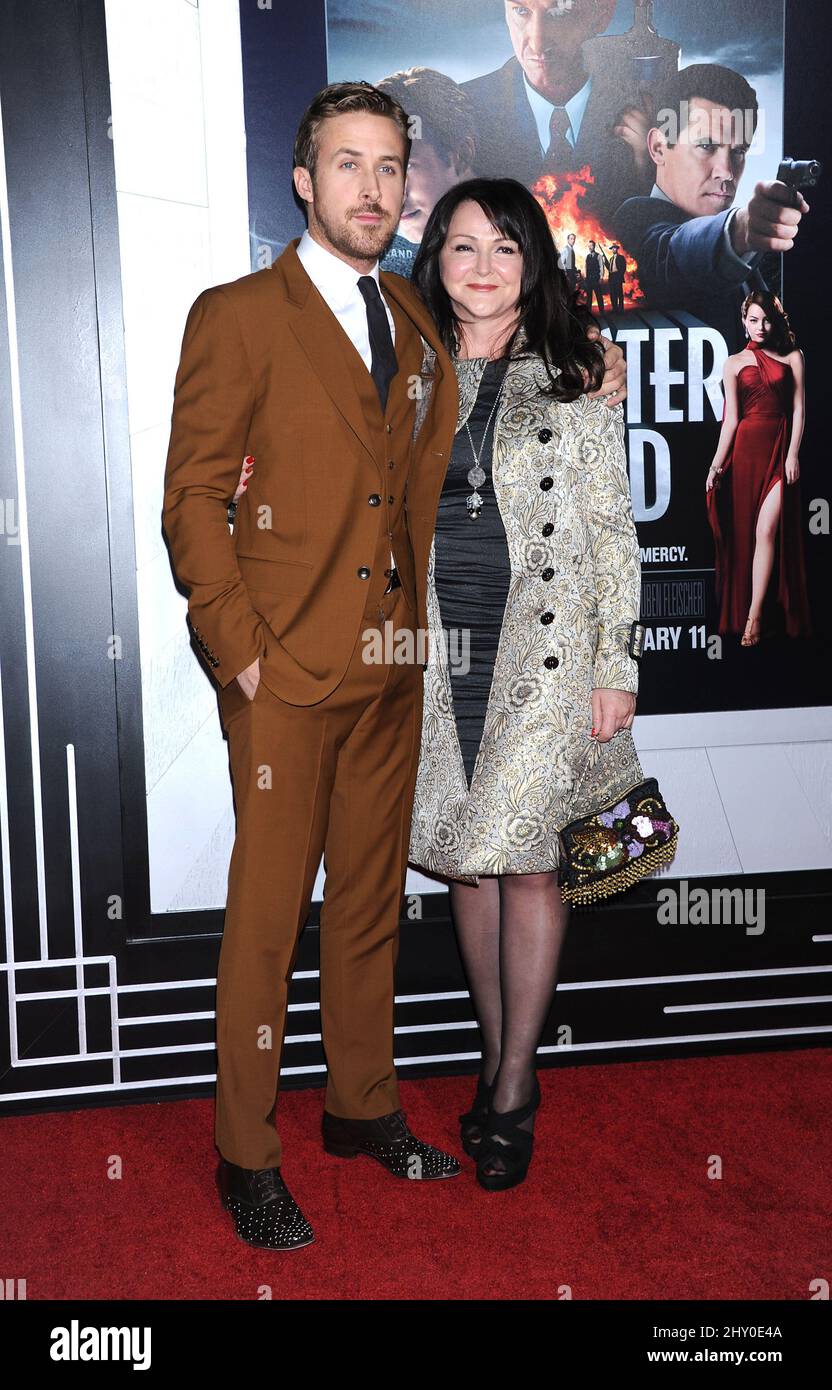 Ryan Gosling and mother Donna attending the premiere of Gangster Squad ...