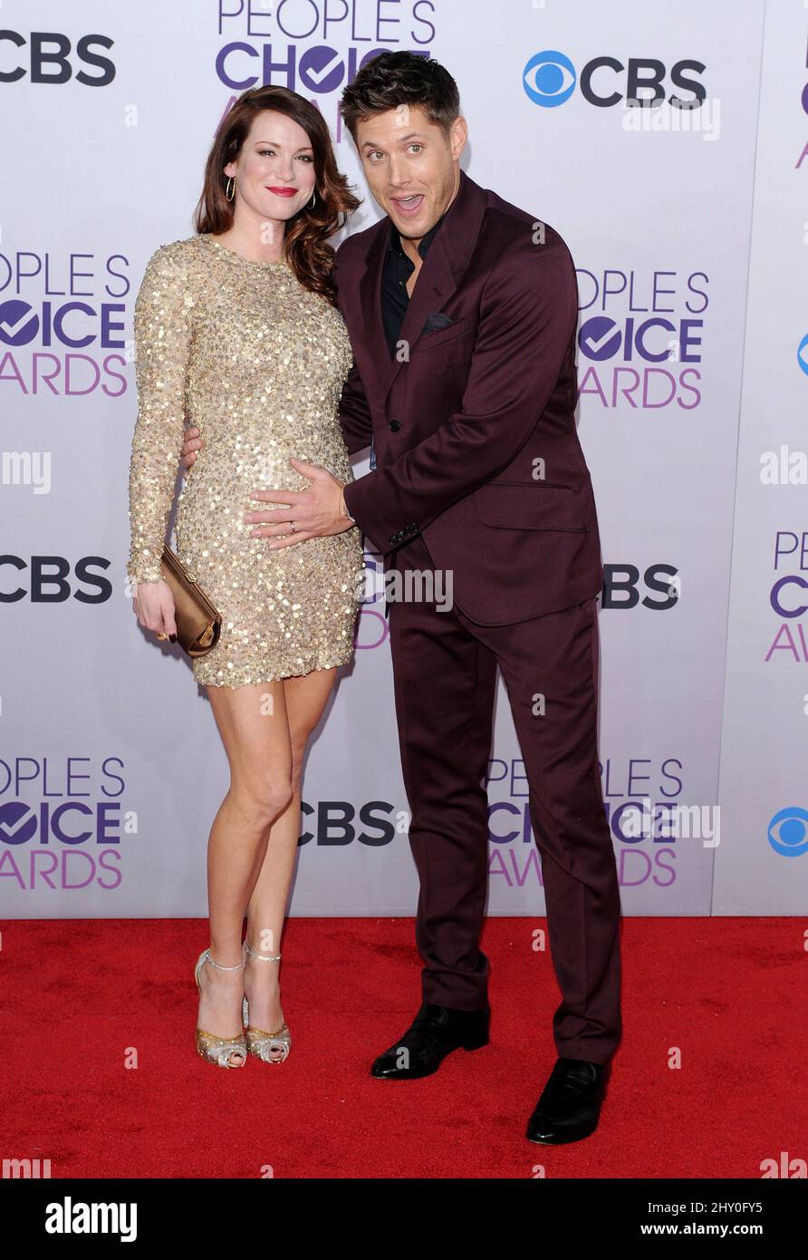 Jensen Ackles and wife Danneel arriving at the 2013 People's Choice ...
