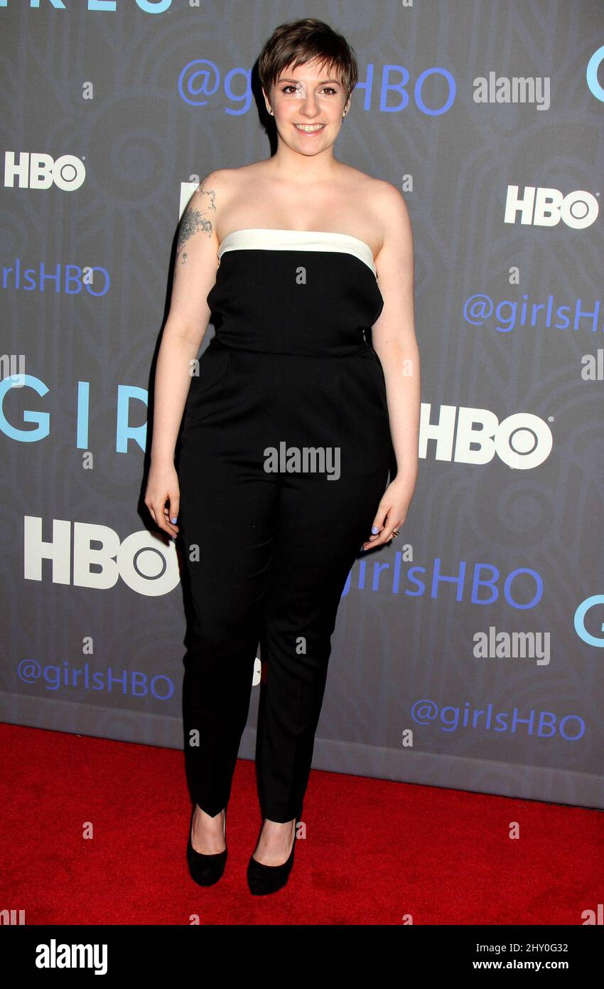 Lena Dunham attending the premiere of HBO's "Girls" Season 2 at NYU ...