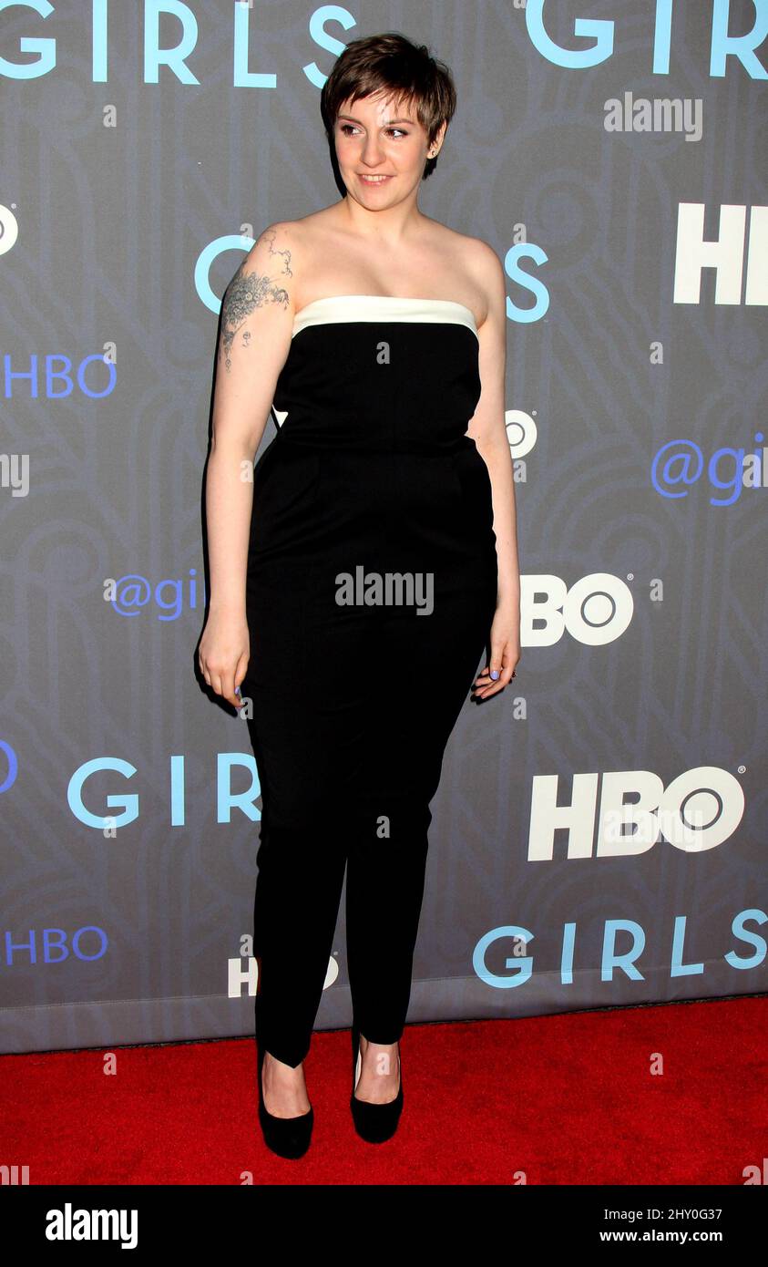 Lena Dunham attending the premiere of HBO's "Girls" Season 2 at NYU ...