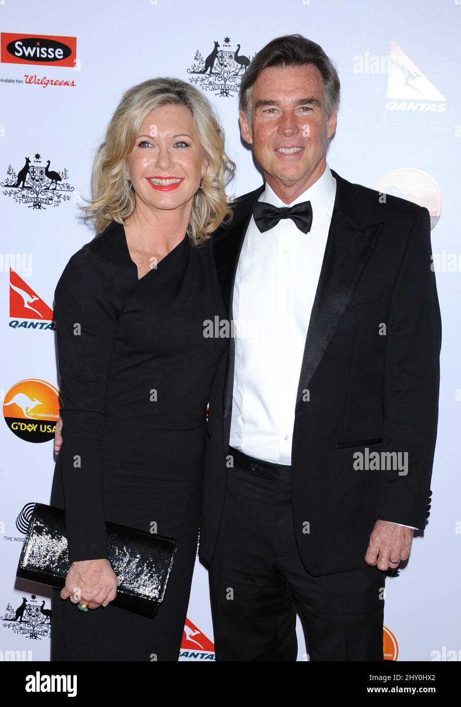 Olivia Newton-John and Amazon John Easterling attending the 2013 G'Day USA Black Tie Gala to ...