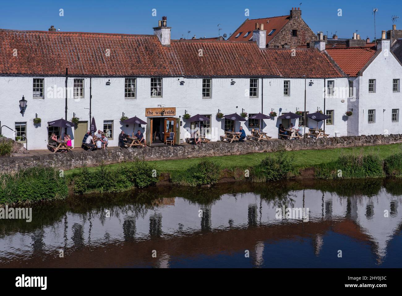 View of the famous Waterside pub a riverside pub with traditional ...