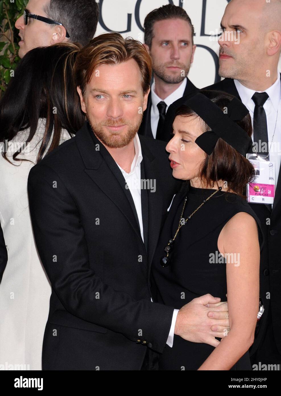 Ewan McGregor and his wife Eve Mavrakis arrive at the 70th Annual Golden Globe Awards held at ...