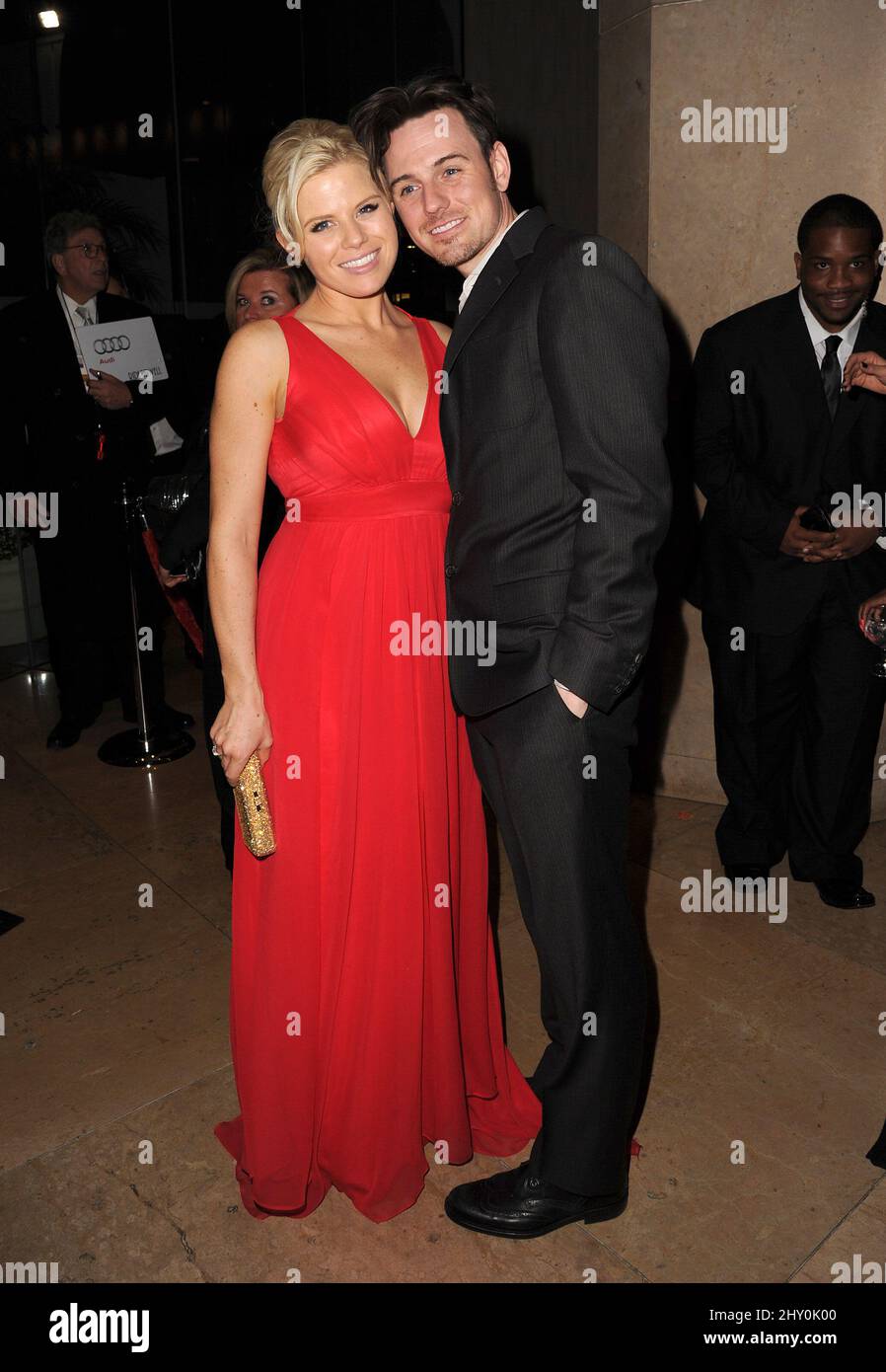 Megan Hilty and Brian Gallagher leaving the 2013 InStyle and Warner ...