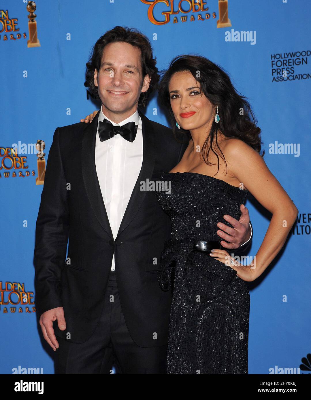 Paul Rudd and Salma Hayek in the press room at the 70th Annual Golden ...