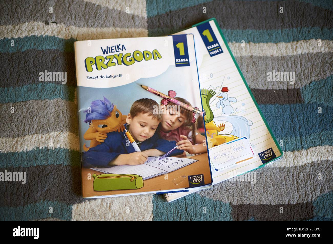 Polish first class school exercise books on a floor Stock Photo - Alamy
