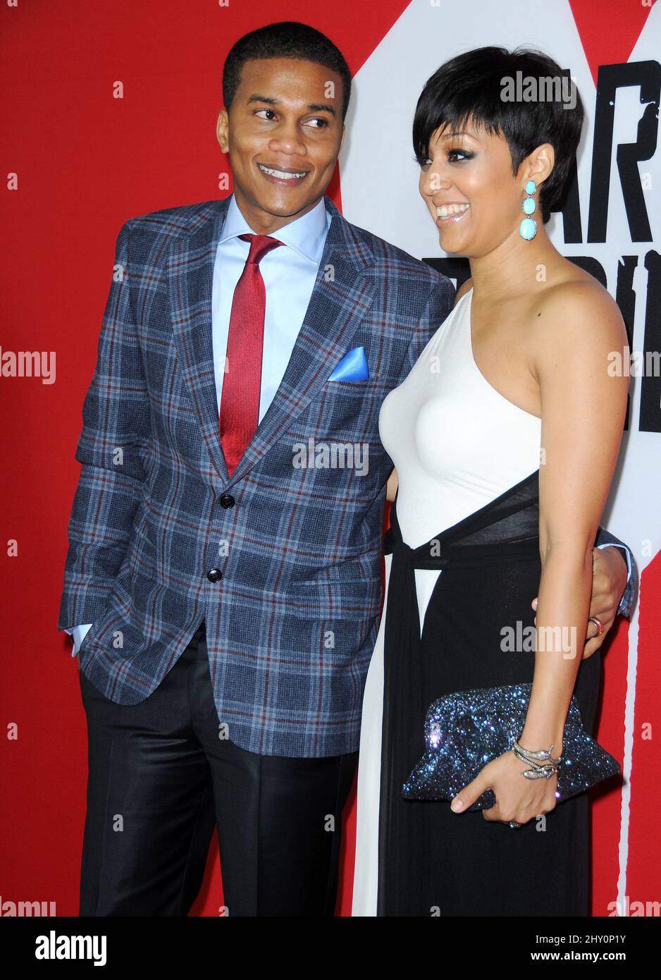 Cory Hardrict, Tia Mowry attending the "Warm Bodies" premiere held at ...