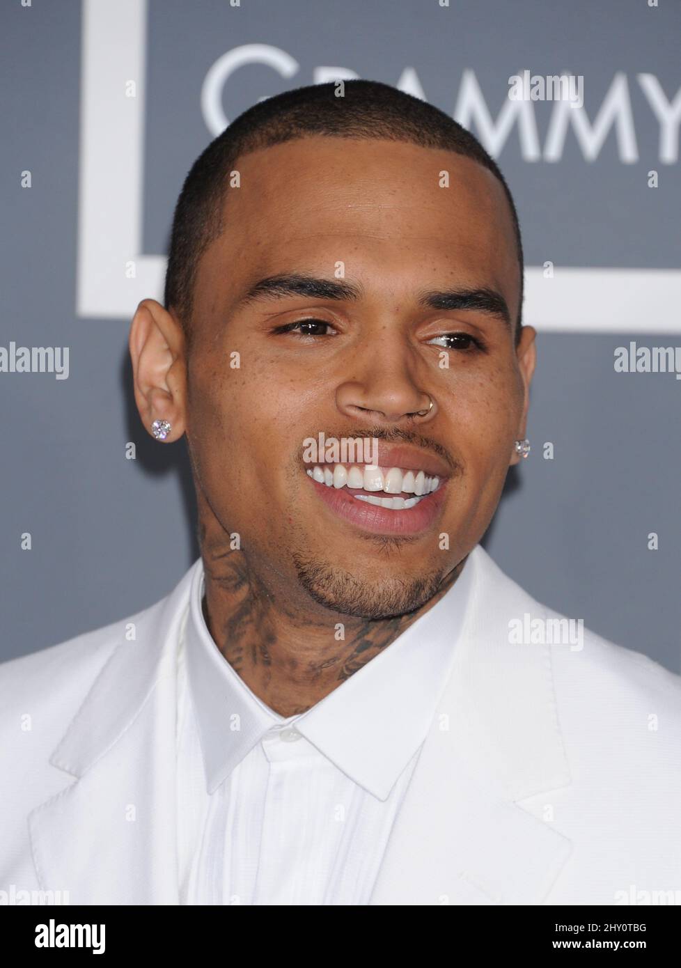 Chris Brown arriving for The 55th Annual Grammy Awards held at Staples ...