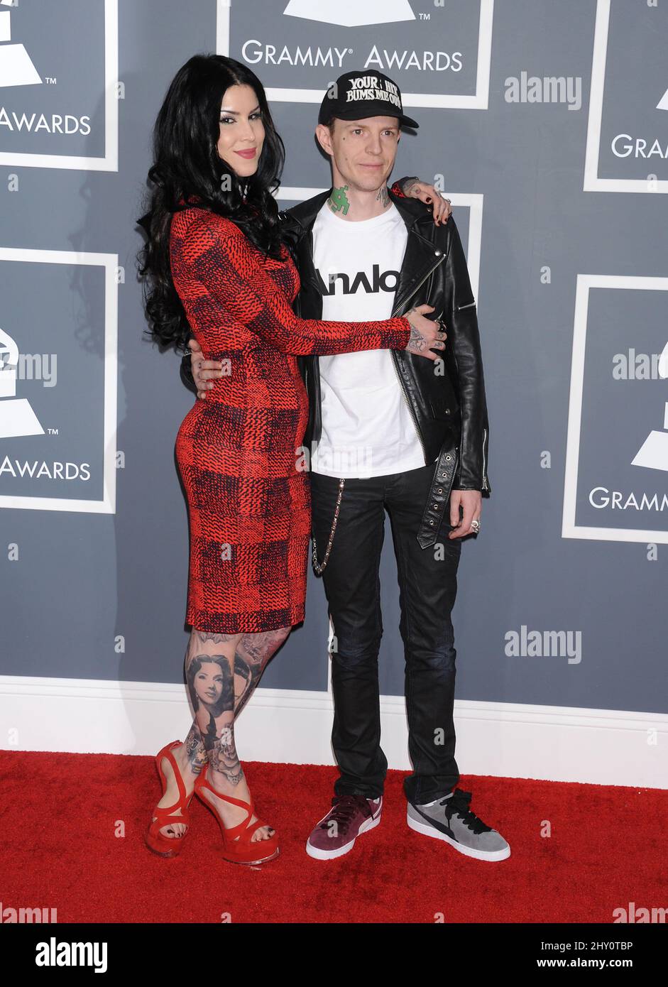 Kat von D and Deadmau5 arriving for The 55th Annual Grammy Awards held ...