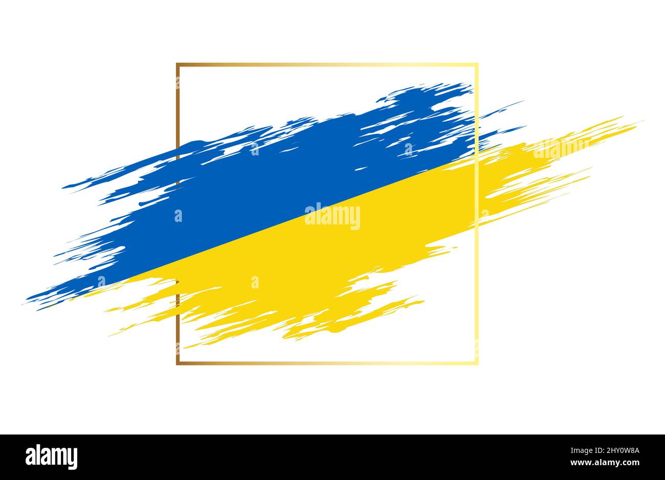 Brush stroke in the colors of the Ukrainian flag. Vector illustration ...