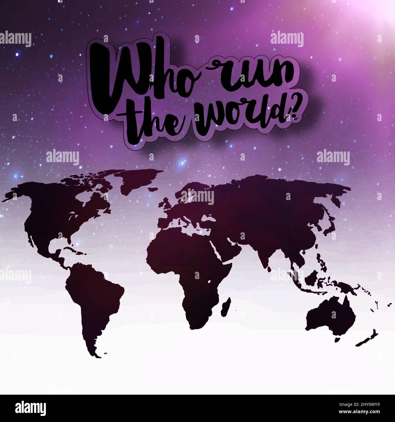 Abstract illustration of a world map with the inscription "Who run the ...