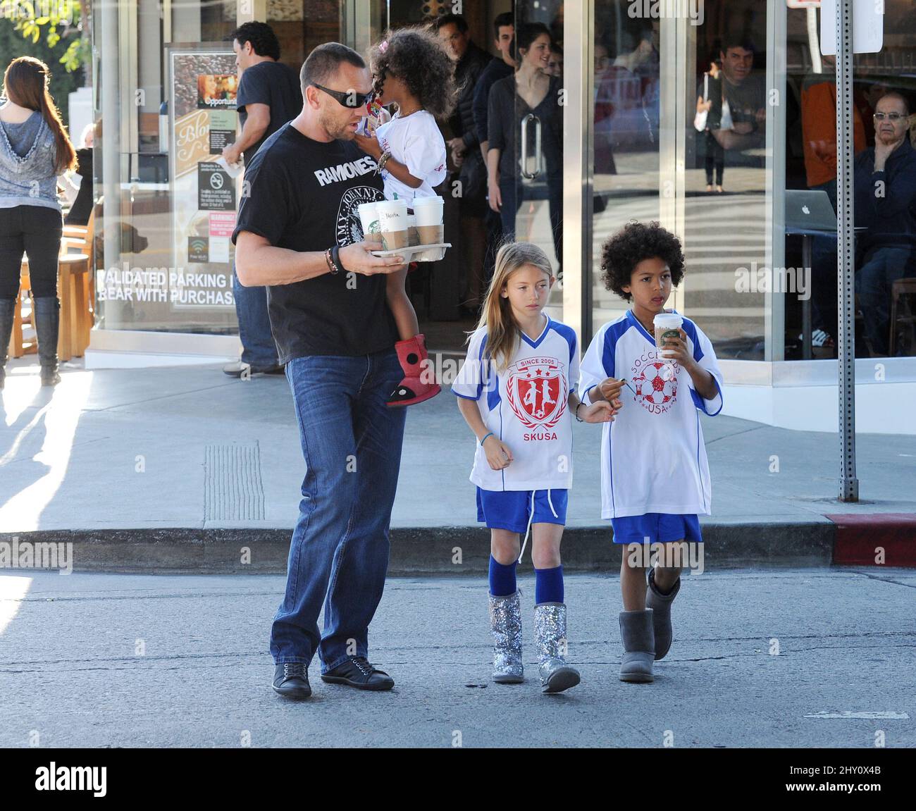 Martin Kristen, Lou Samuel, Leni Samuel and Johan Samuel seen leaving ...