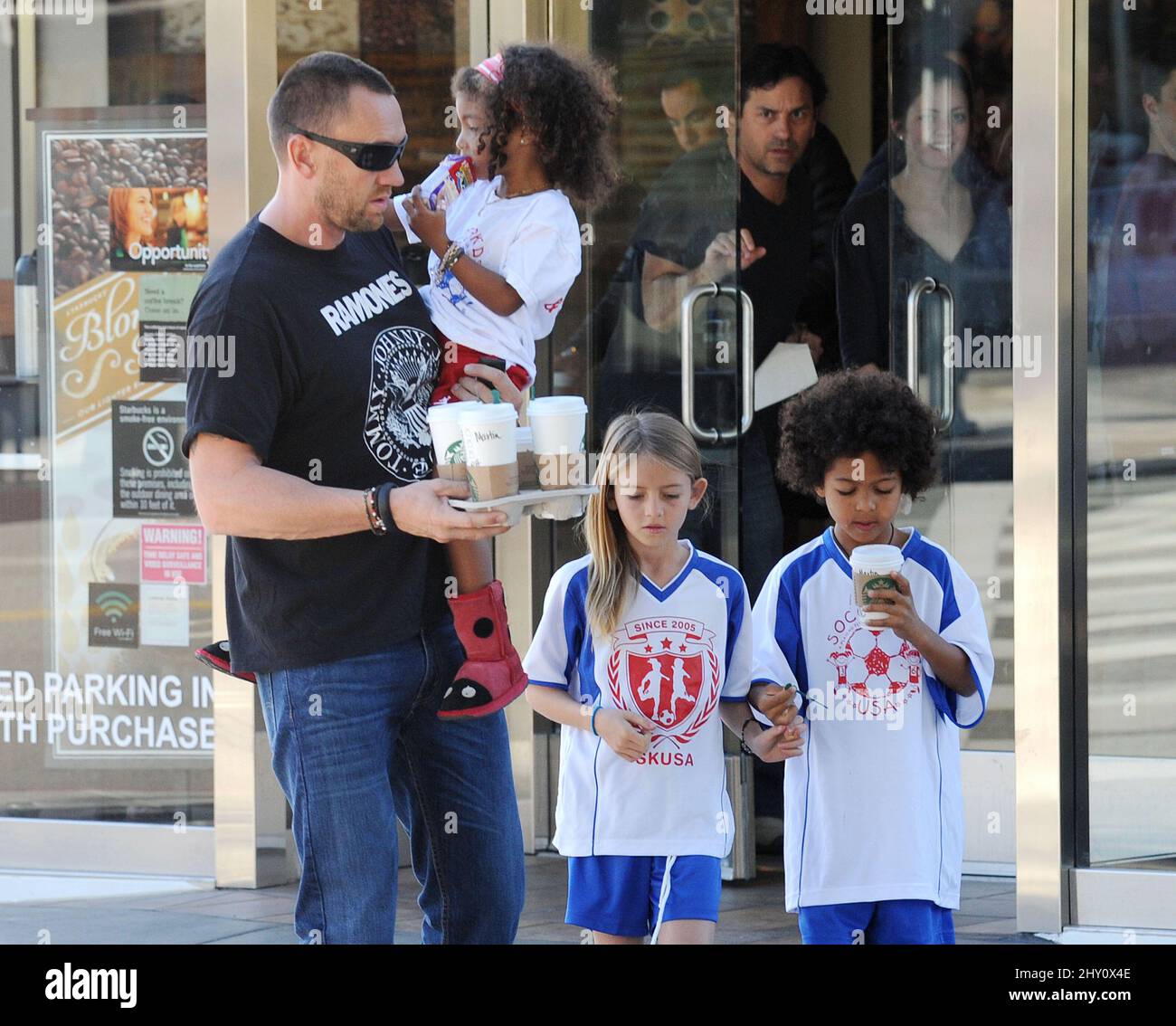 Martin Kristen, Lou Samuel, Leni Samuel and Johan Samuel seen leaving ...