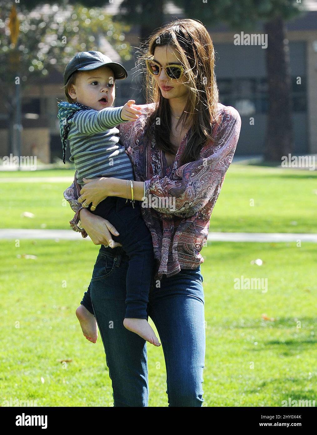 Miranda Kerr and Flynn Bloom seen out and about at Coldwater Park in ...