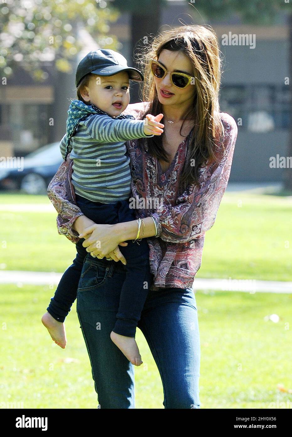 Miranda Kerr and Flynn Bloom seen out and about at Coldwater Park in ...