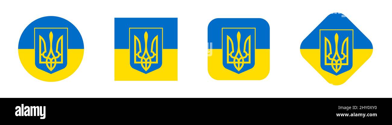 Coat of Arms of Ukraine. Set of trident icons. State emblem on the ...