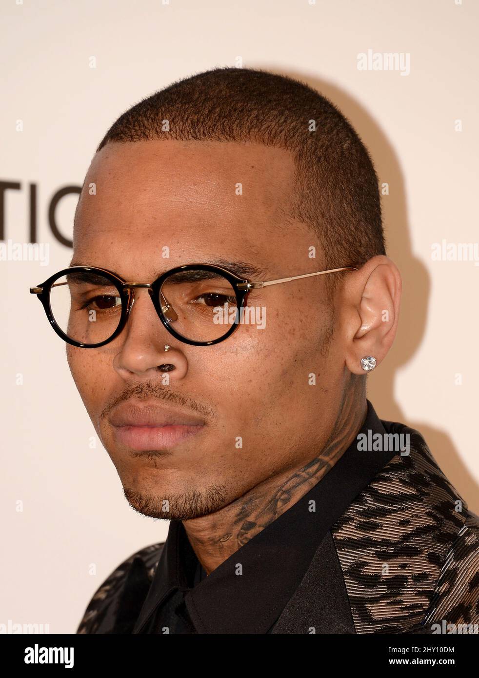 Chris Brown attending the Elton John AIDS Foundation Academy Awards ...