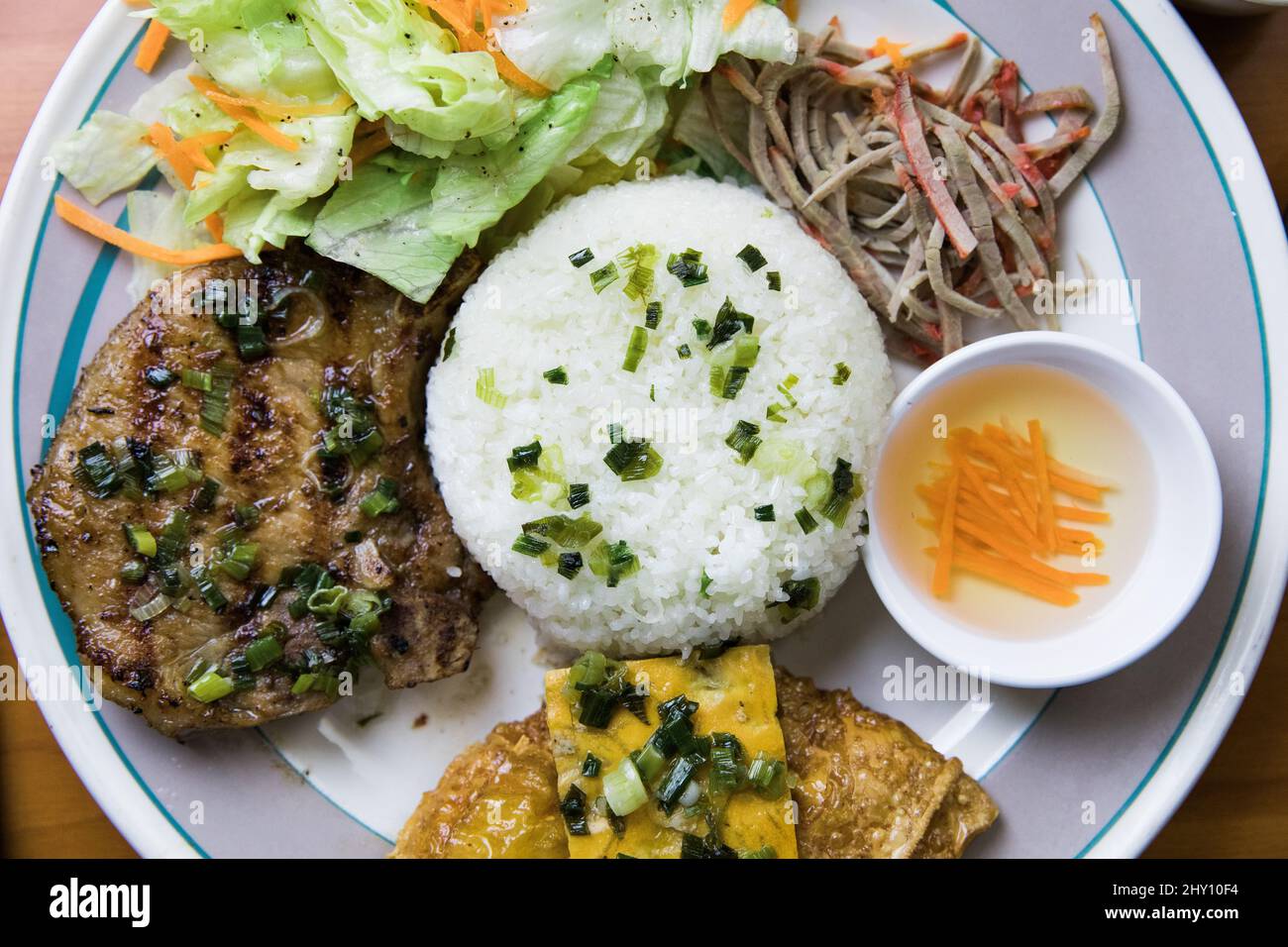 Overhead shot of the Vietnamese dish Com tam Stock Photo - Alamy