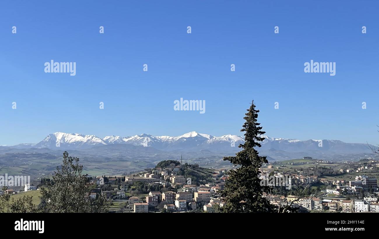 Aerial view of a town under the blue sky Stock Photo - Alamy