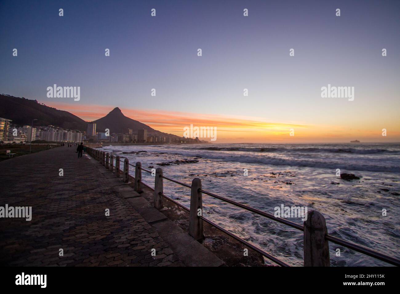 Three Anchor Bay waterfront area in Cape Town, South Africa at sunset ...